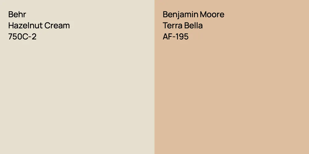 Behr Hazelnut Cream vs. Benjamin Moore Terra Bella comparison