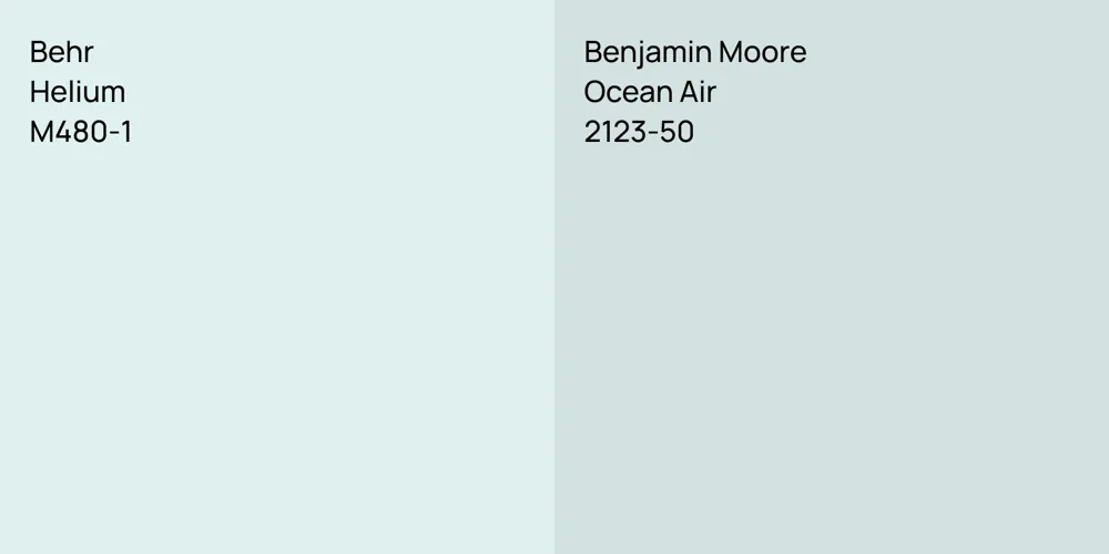 Behr Helium vs. Benjamin Moore Ocean Air comparison
