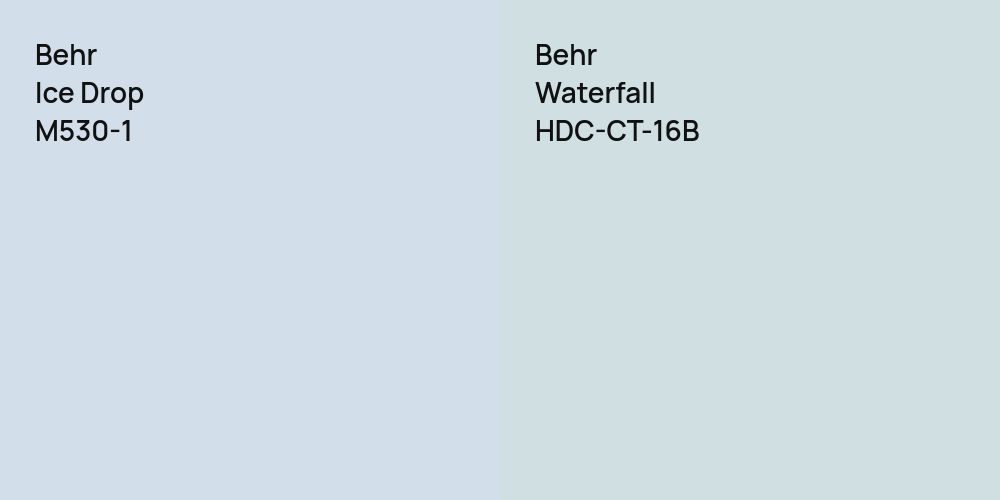 Behr Ice Drop vs. Behr Waterfall comparison