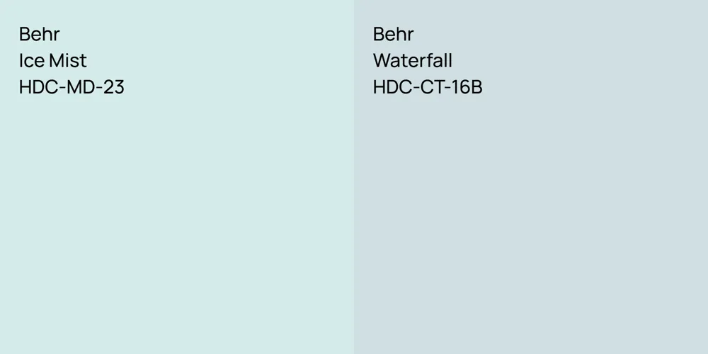 Behr Ice Mist vs. Behr Waterfall comparison
