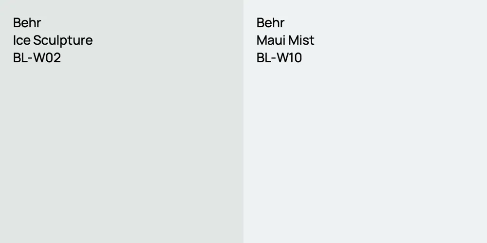 Behr Ice Sculpture vs. Behr Maui Mist comparison