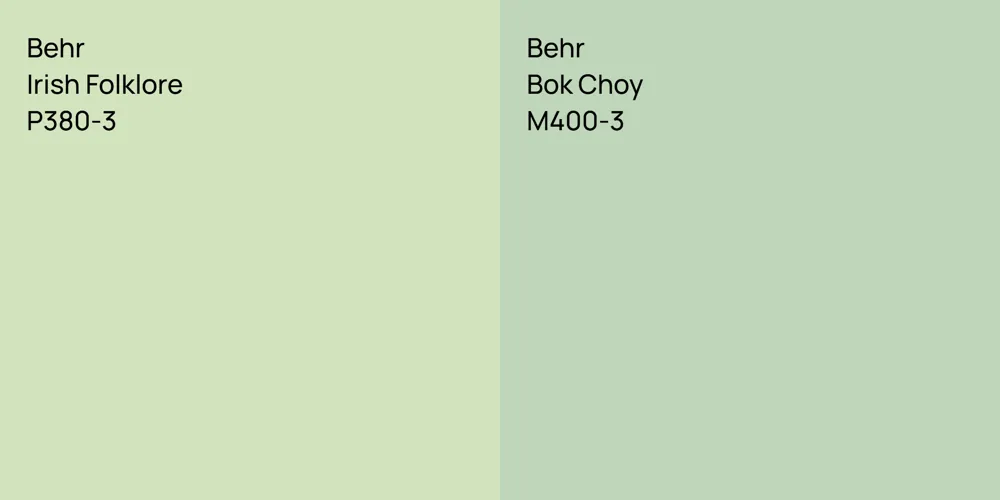 Behr Irish Folklore vs. Behr Bok Choy comparison