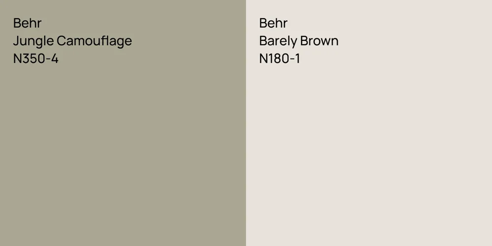 Behr Jungle Camouflage vs. Behr Barely Brown comparison