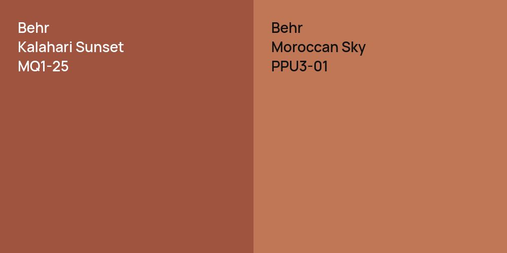 Behr Kalahari Sunset vs. Behr Moroccan Sky comparison