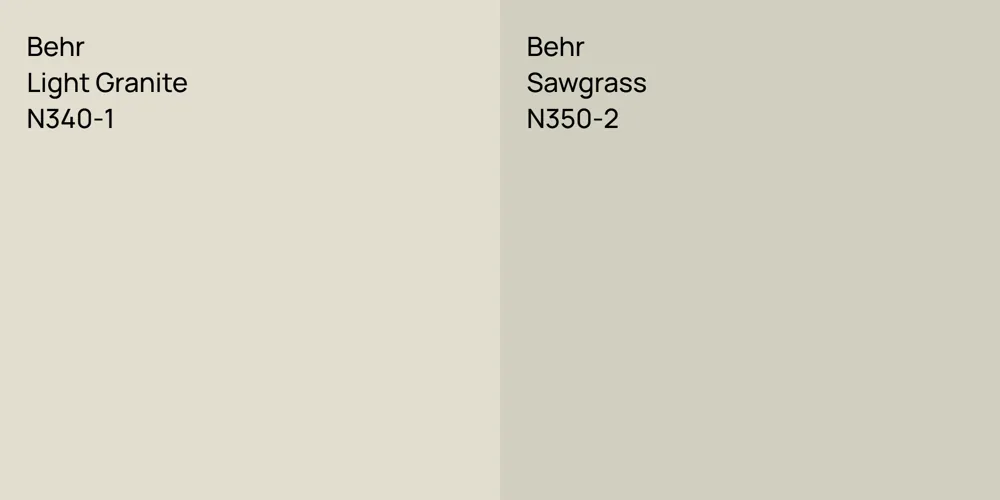 Behr Light Granite vs. Behr Sawgrass comparison
