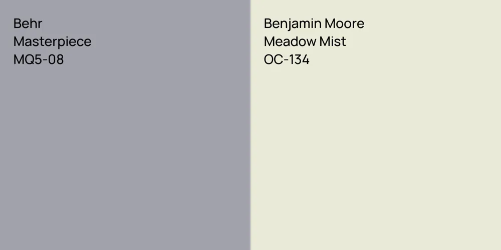 Behr Masterpiece vs. Benjamin Moore Meadow Mist comparison