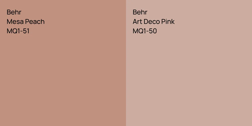 Behr Mesa Peach vs. Behr Art Deco Pink comparison