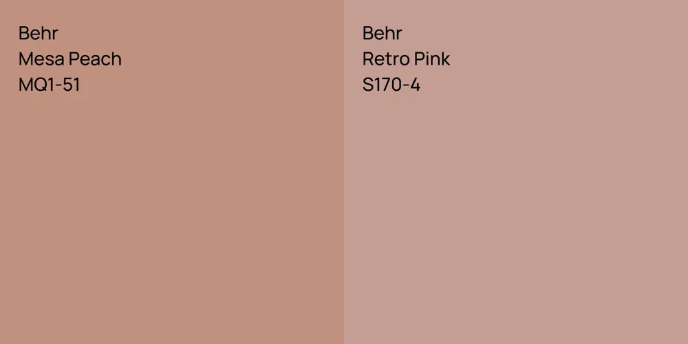 Behr Mesa Peach vs. Behr Retro Pink comparison