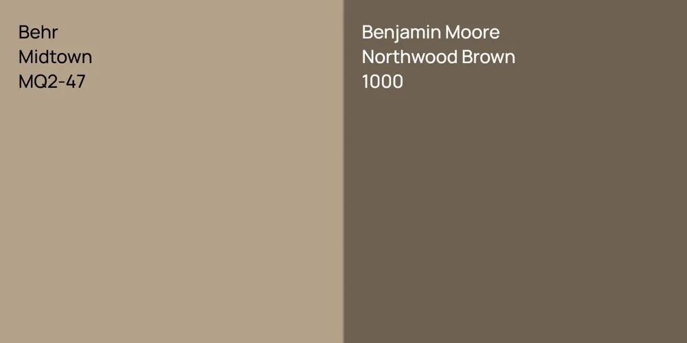 Behr Midtown vs. Benjamin Moore Northwood Brown comparison