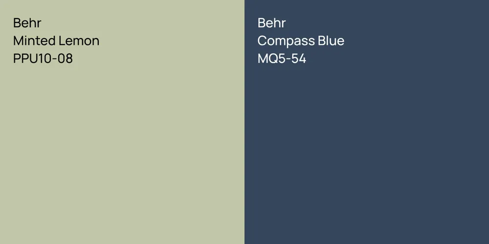 Behr Minted Lemon vs. Behr Compass Blue comparison