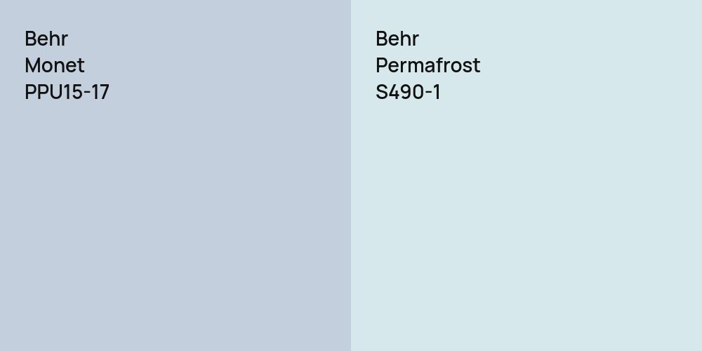 Behr Monet vs. Behr Permafrost comparison
