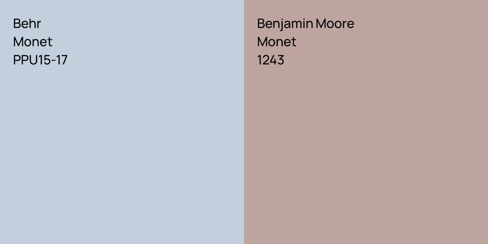 Behr Monet vs. Benjamin Moore Monet comparison