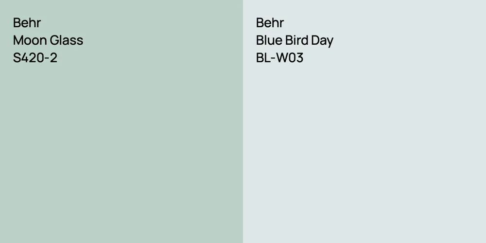Behr Moon Glass vs. Behr Blue Bird Day comparison