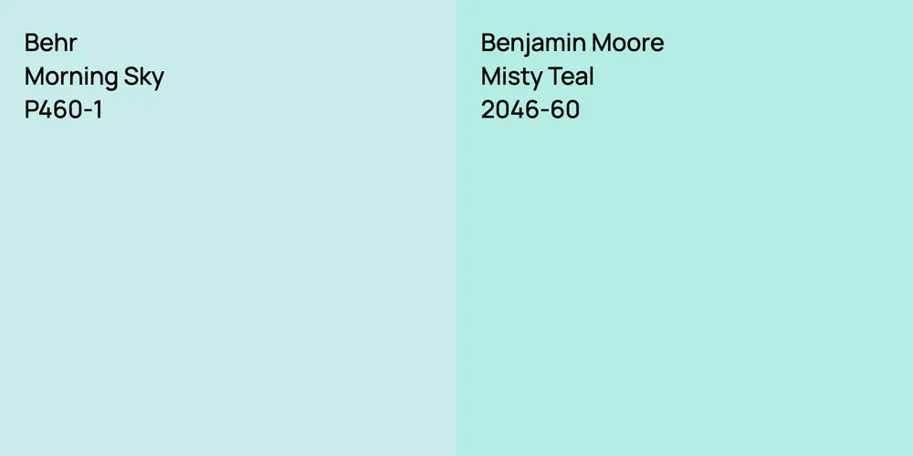 Behr Morning Sky vs. Benjamin Moore Misty Teal comparison