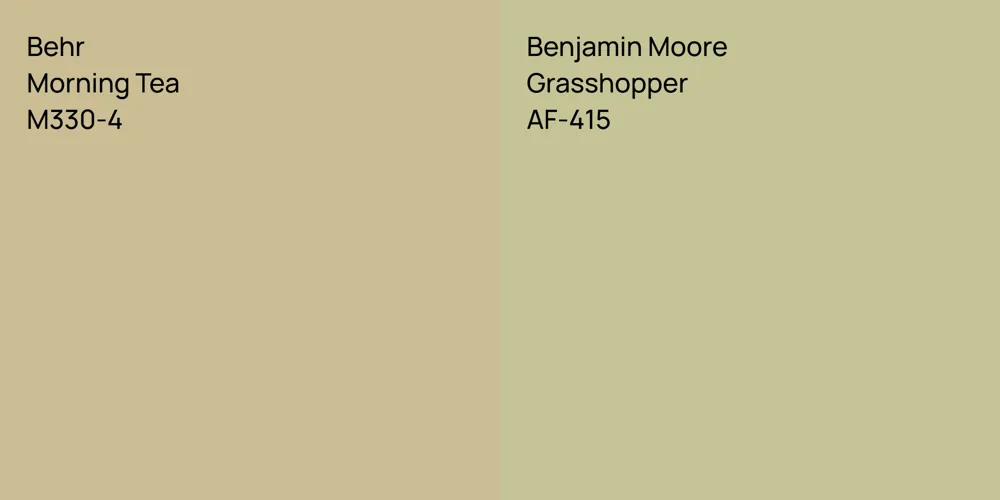Behr Morning Tea vs. Benjamin Moore Grasshopper comparison