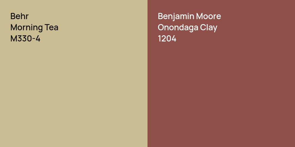 Behr Morning Tea vs. Benjamin Moore Onondaga Clay comparison