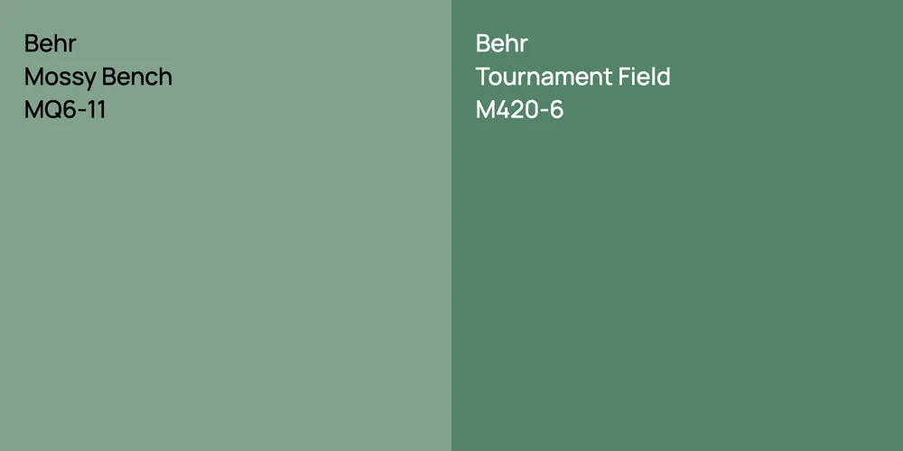 Behr Mossy Bench vs. Behr Tournament Field comparison