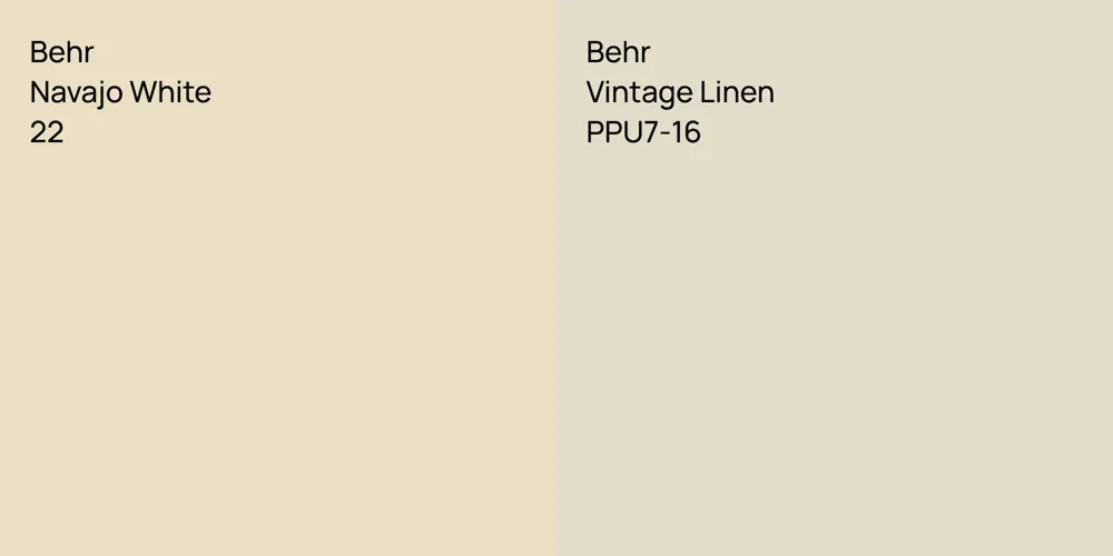 Behr Navajo White vs. Behr Vintage Linen comparison