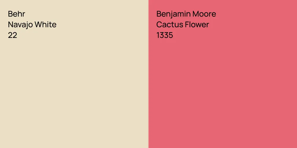 Behr Navajo White vs. Benjamin Moore Cactus Flower comparison