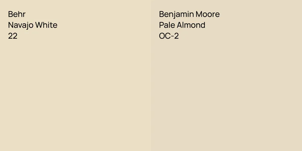 Behr Navajo White vs. Benjamin Moore Pale Almond comparison