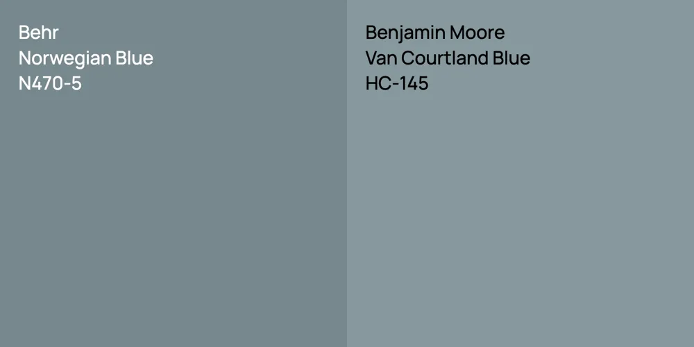 Behr Norwegian Blue vs. Benjamin Moore Van Courtland Blue comparison