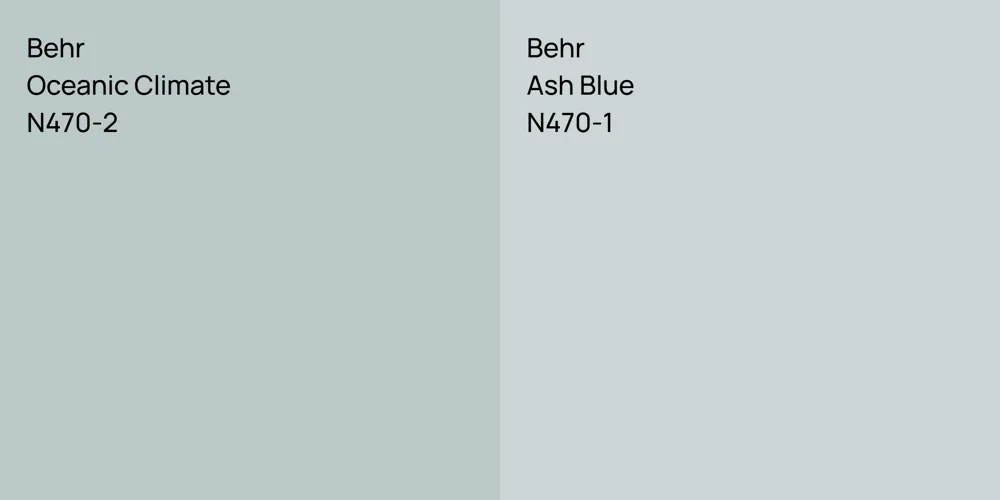 Behr Oceanic Climate vs. Behr Ash Blue comparison
