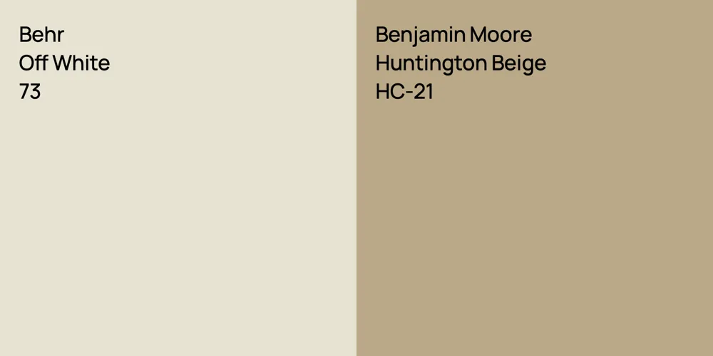 Behr Off White vs. Benjamin Moore Huntington Beige comparison