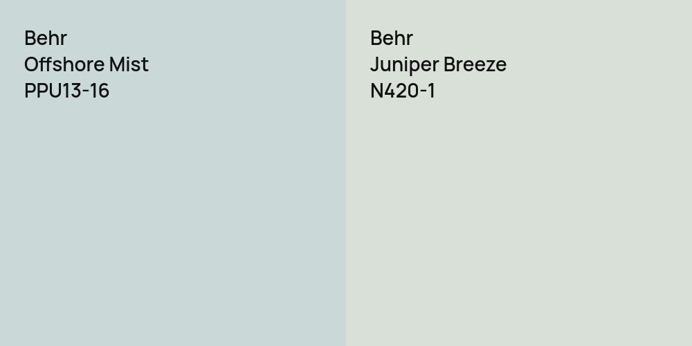 Behr Offshore Mist vs. Behr Juniper Breeze comparison