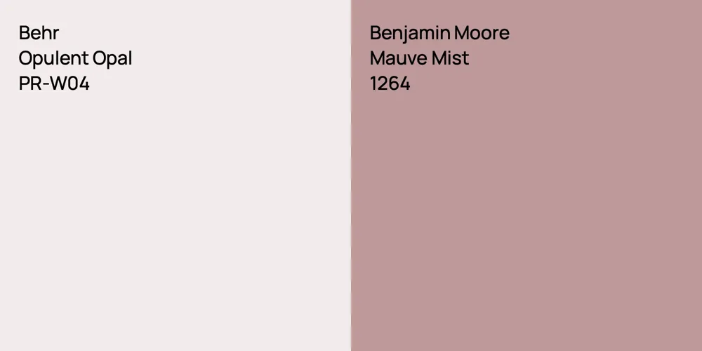Behr Opulent Opal vs. Benjamin Moore Mauve Mist comparison