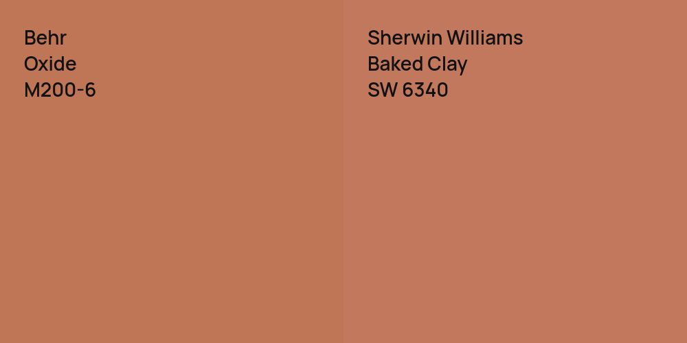 Behr Oxide vs. Sherwin Williams Baked Clay comparison