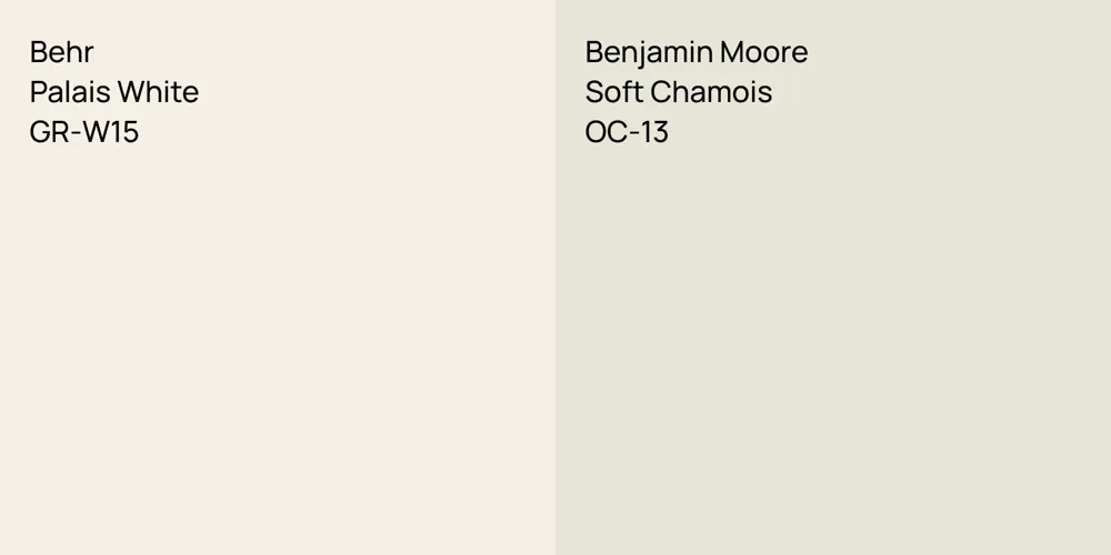 Behr Palais White vs. Benjamin Moore Soft Chamois comparison