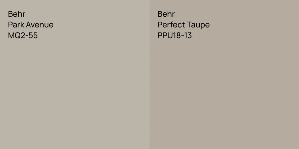 Behr Park Avenue vs. Behr Perfect Taupe comparison