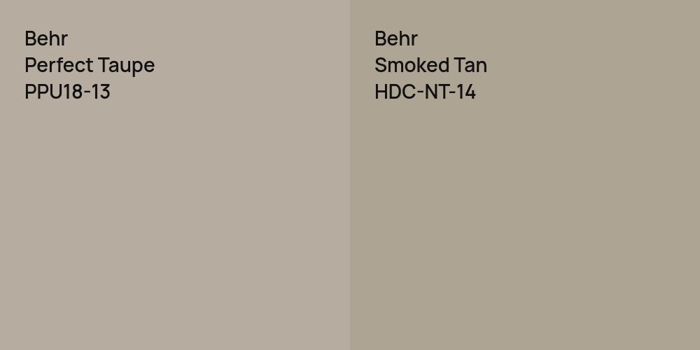 Behr Perfect Taupe vs. Behr Smoked Tan comparison
