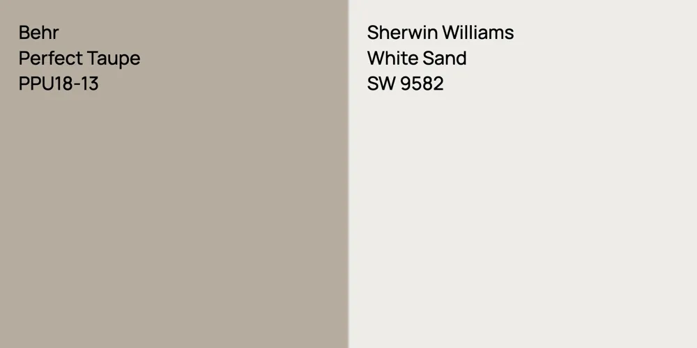 Behr Perfect Taupe vs. Sherwin Williams White Sand comparison