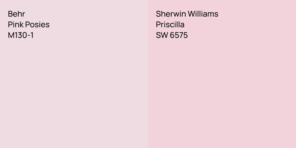 Behr Pink Posies vs. Sherwin Williams Priscilla comparison