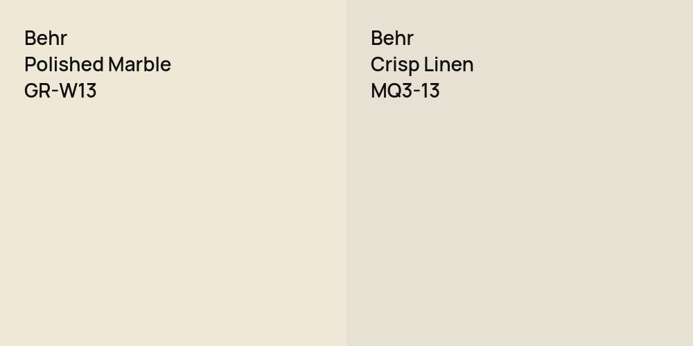 Behr Polished Marble vs. Behr Crisp Linen comparison