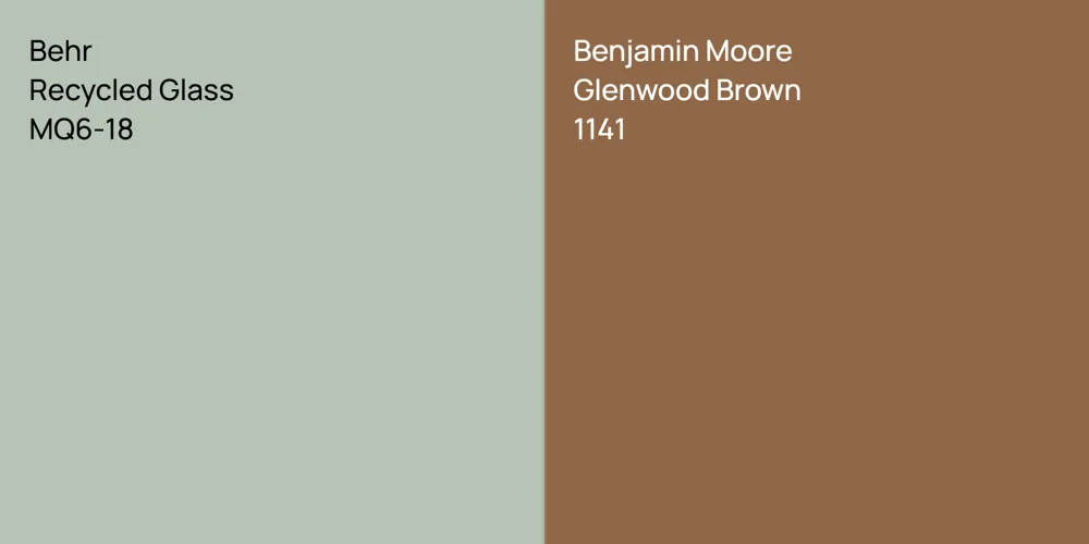 Behr Recycled Glass vs. Benjamin Moore Glenwood Brown comparison