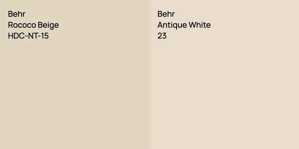 Behr Rococo Beige vs. Behr Antique White comparison