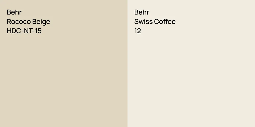 Behr Rococo Beige vs. Behr Swiss Coffee comparison
