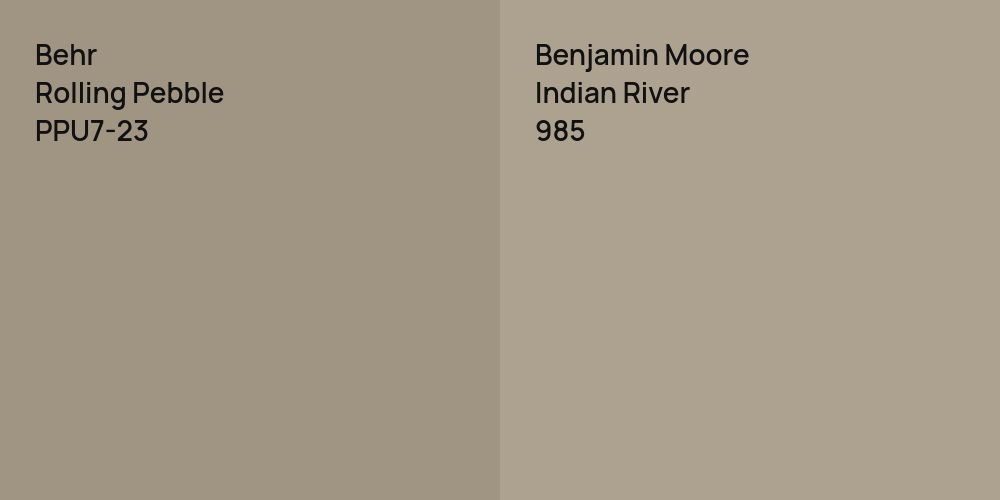Behr Rolling Pebble vs. Benjamin Moore Indian River comparison