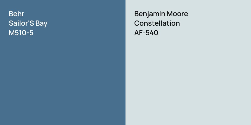 Behr Sailor'S Bay vs. Benjamin Moore Constellation comparison