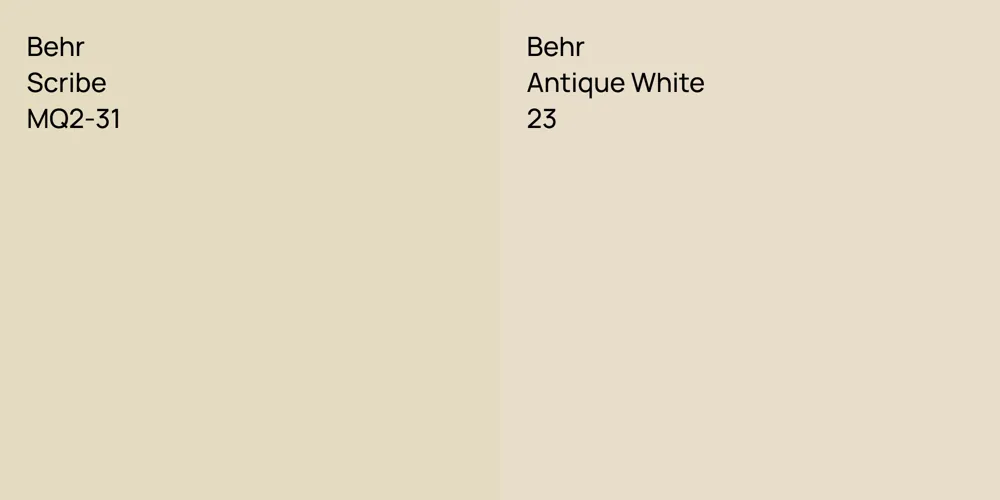 Behr Scribe vs. Behr Antique White comparison