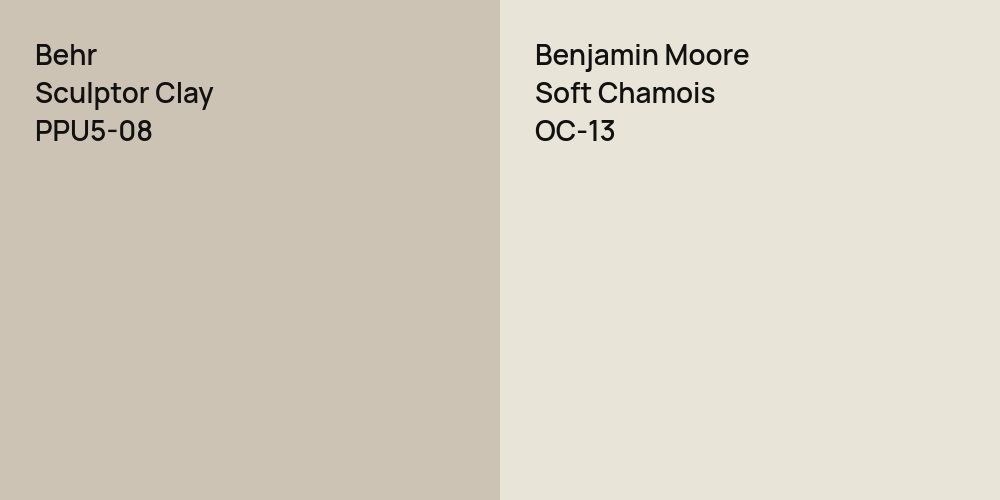 Behr Sculptor Clay vs. Benjamin Moore Soft Chamois comparison