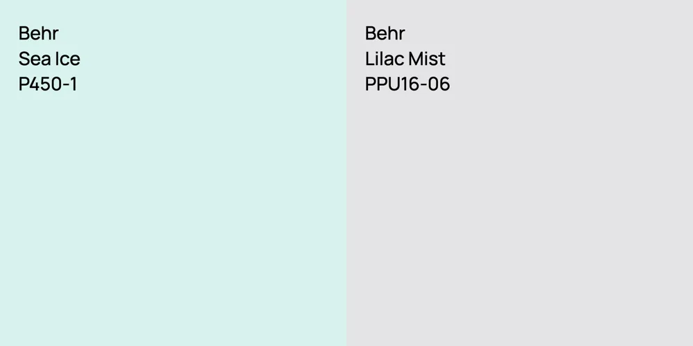 Behr Sea Ice vs. Behr Lilac Mist comparison