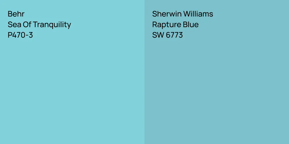 Behr Sea Of Tranquility vs. Sherwin Williams Rapture Blue comparison