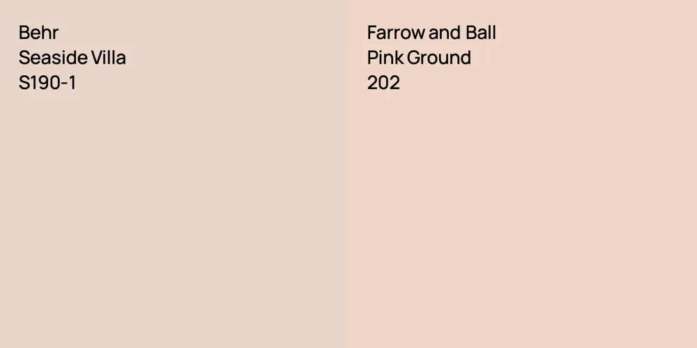 Behr Seaside Villa vs. Farrow and Ball Pink Ground comparison