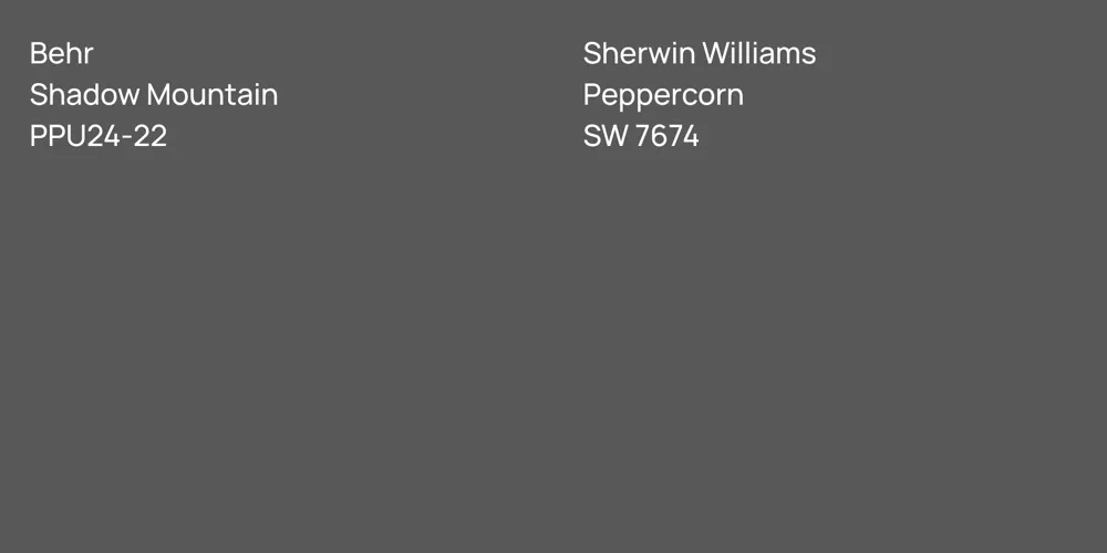 Behr Shadow Mountain vs. Sherwin Williams Peppercorn comparison