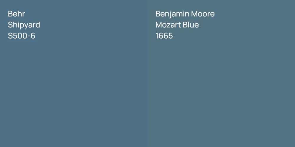 Behr Shipyard vs. Benjamin Moore Mozart Blue comparison