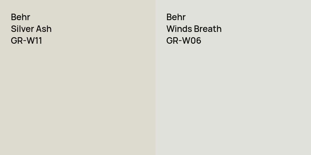 Behr Silver Ash vs. Behr Winds Breath comparison