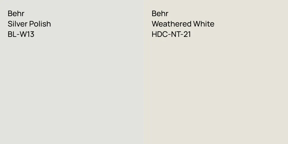 Behr Silver Polish vs. Behr Weathered White comparison